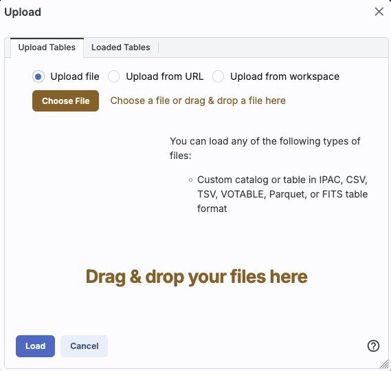 SPHEREx Data Explorer at IRSA: Upload